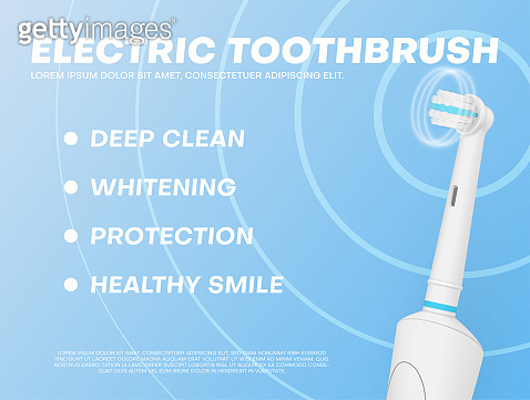 Electric toothbrush ad banner realistic vector dentistry tooth oral ...