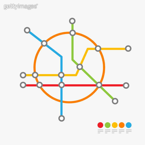 Underground Circle Metro Map or Subway Transportation Scheme. Vector ...