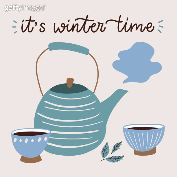 Vector calligraphy illustration. Phrase of It's winter time. Icon of ...