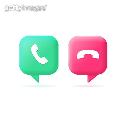 3d Messenger Phone Call Button Set Plasticine Cartoon Style. Vector 이미지 ...
