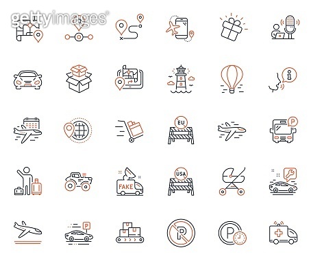Transportation icons set. Included icon as Eu close borders, Car and ...
