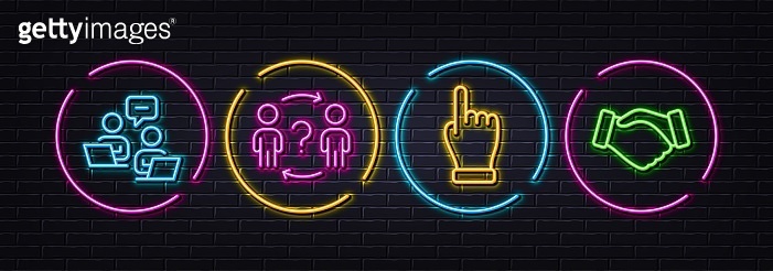 Delegate question, Click hand and Teamwork minimal line icons. For web application, printing ...