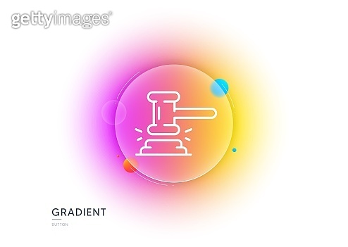Judge hammer line icon. Court judgement sign. Gradient blur button. Vector 이미지 (1451600250) - 게티 ...