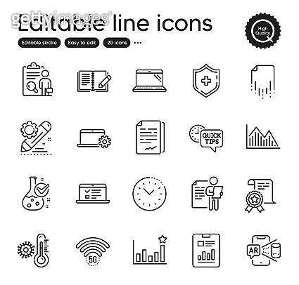 Set of Science outline icons. Contains icons as Job interview ...