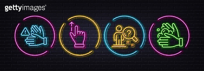 Touchscreen gesture, Search employee and Dont touch minimal line icons. For web application ...