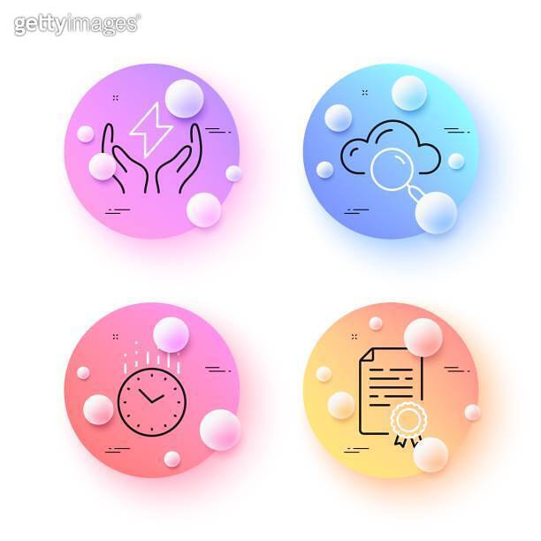 Cloud computing, Safe energy and Certificate diploma minimal line icons. For web application ...