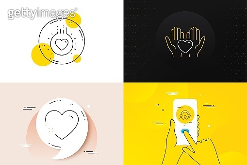 Minimal set of Hold heart, Inclusion and Heart line icons. For web ...