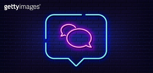 Messenger line icon. Speech bubble sign. Chat message. Neon light ...