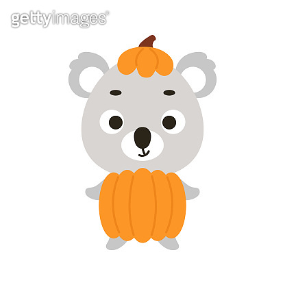 Cute little Halloween koala in a pumpkin costume. Cartoon animal ...
