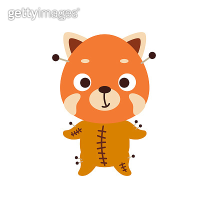Cute little Halloween red panda in a voodoo costume. Cartoon animal ...