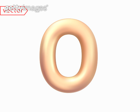 Number 0. Number Zero Sign in Gold Color. Realistic Golden Shiny 3D ...