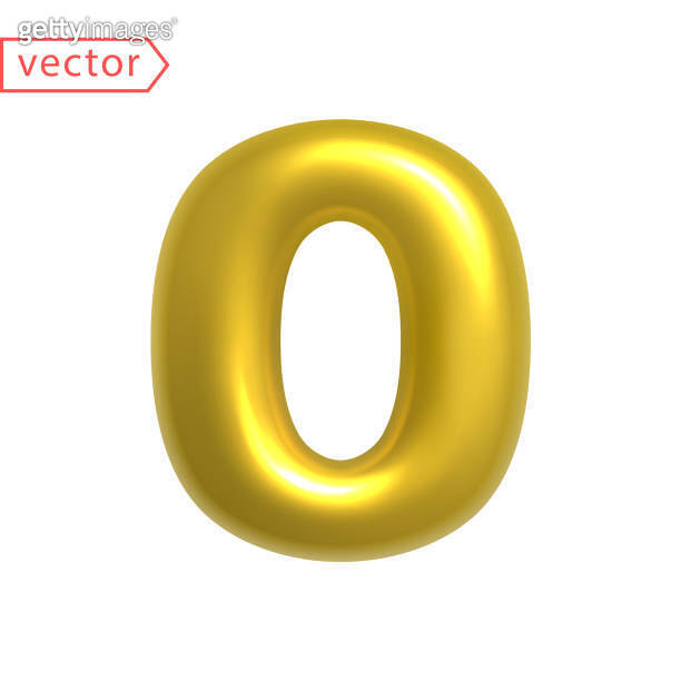 Number 0. Number Zero Sign in Gold Color. Realistic Golden Shiny 3D ...