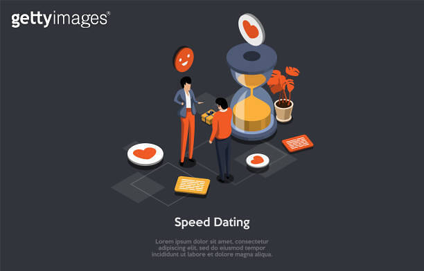 Speed Dating Concept, Relationship Between Man And Woman. Boy And Girl ...