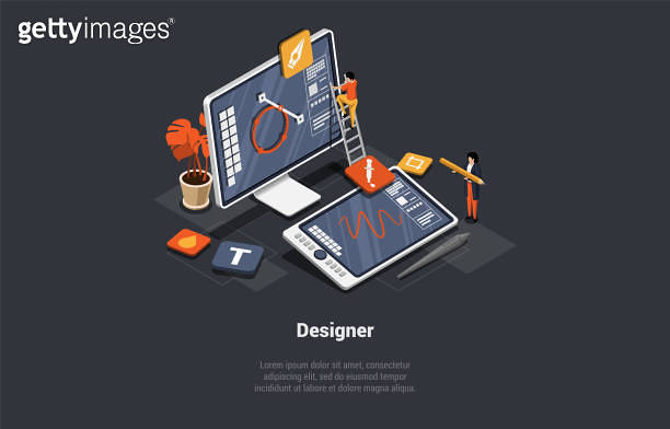 Concept Of IT Sector And Freelance Job. Male Character Woman Developer ...