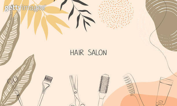 Frame, border of hairdressing tools. Hair salon accessories outline ...