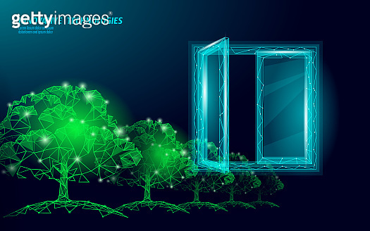 Opened window 3D new opportunity abstract goal reaching. Business ...