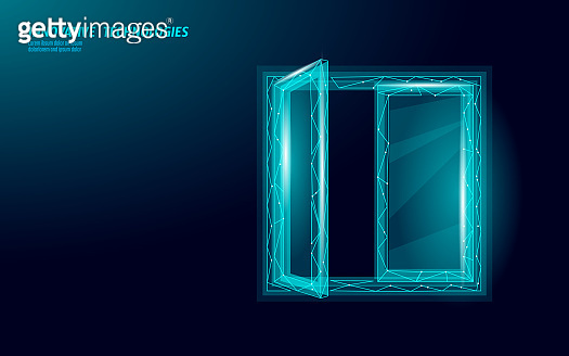 Opened window 3D new opportunity abstract goal reaching. Business ...