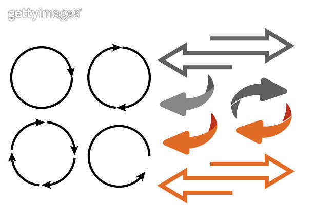 Rotating, circular, cyclic arrows. Recurrence sign. Flip over or turn ...