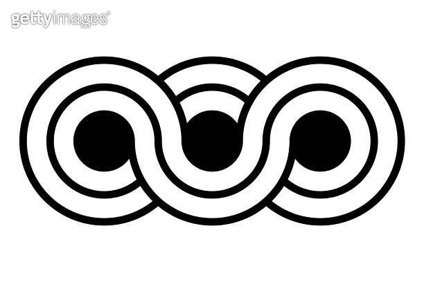 Triple infinity symbol, lines in a wavy-like manner and in a loop 이미지 ...