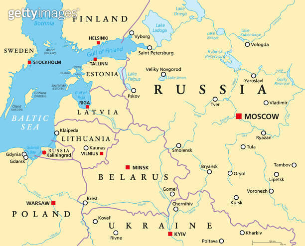 Baltic States and Kaliningrad Oblast, exclave of Russia, political map ...