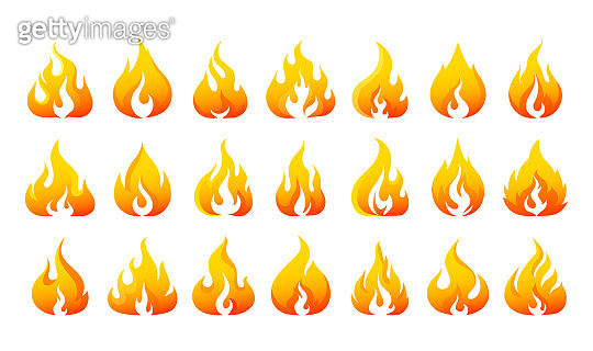 Fire logo. Colorful red and orange burning flame. Hot temperature and ...