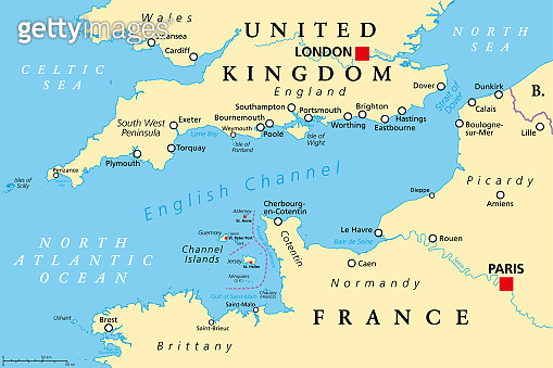 English Channel, political map, busiest shipping area in the world 이미지 ...