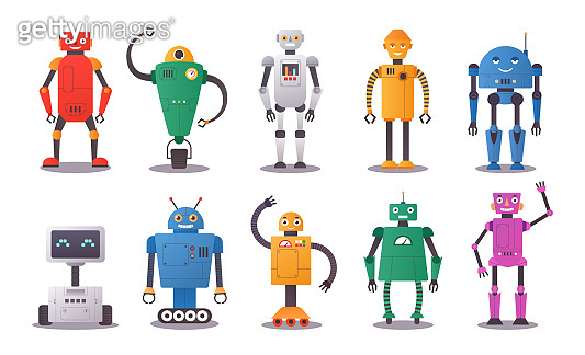 Robot characters. Human chatbot with artificial intelligence with funny ...