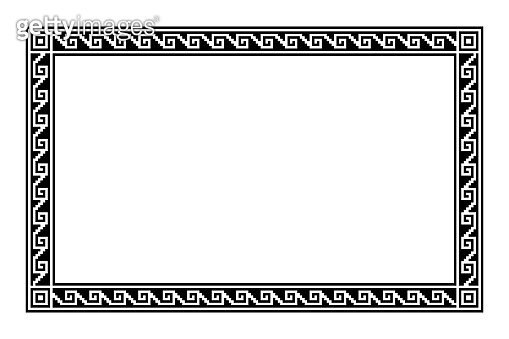 Aztec stepped fret motif, rectangular frame with meander pattern ...