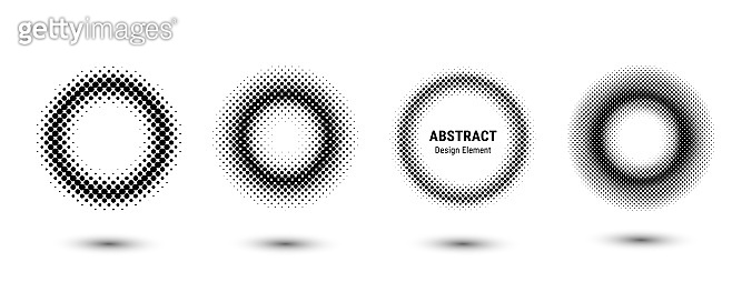 Abstract dot backgrounds. Round logo frame. Monochrome dotted circle ...