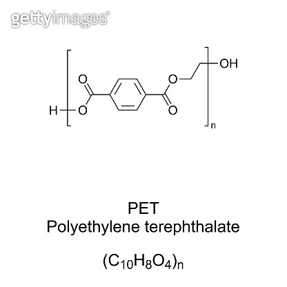 PET, Polyethylene terephthalate, chemical formula and structure ...