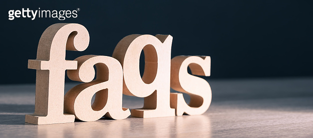 FAQs (Frequently Asked Questions) wood word 이미지 (1402129633) - 게티이미지뱅크