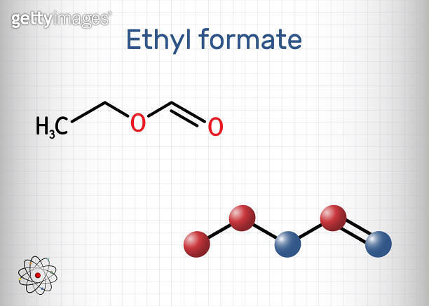 Ethyl formate, ethylformate, ethyl methanoate, formic ether molecule ...