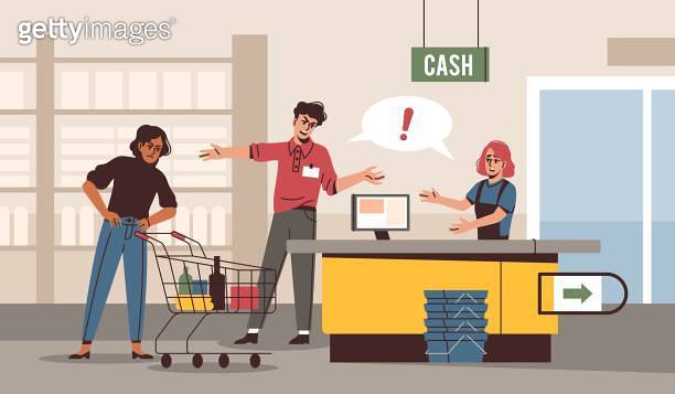 Work conflict. Toxic workplace environment, problem at supermarket ...