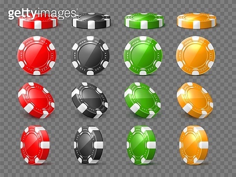 Colored casino chips. Realistic round game tokens for gambling betting ...