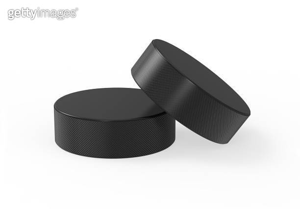 Black hockey puck mock up template for branding and promotion, 3d ...