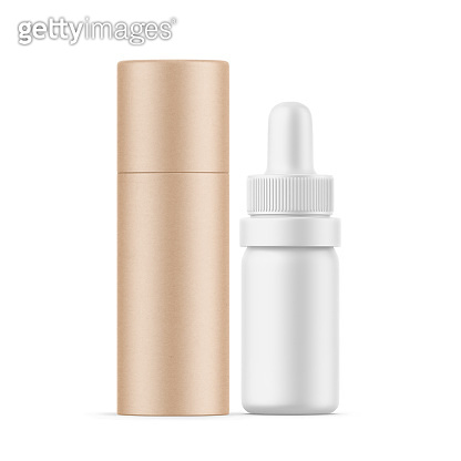 Blank matte dropper bottle with paper tube packaging for branding and ...