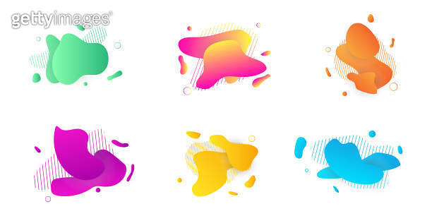 Set of colourful gradient banners with flowing blob liquid abstract ...