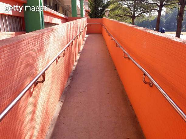 A wheelchair ramp, an inclined plane installed in addition to or ...