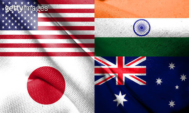 japan,australia,usa and india Quad plus countries flags. Quadrilateral ...