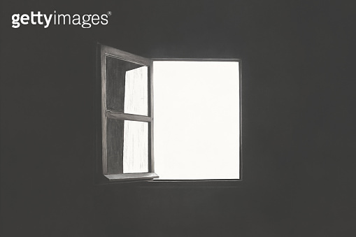 Illustration of black and white minimal open window 이미지 (1388542515 ...