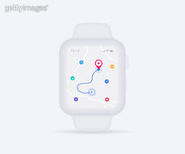 Smartwatch Map GPS navigation app ux ui concept, Watch map application, App search map ...