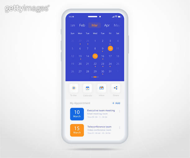 Mobile app calendar planner concept, Appointment calendar template UI ...