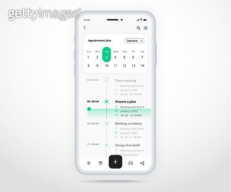 Mobile app calendar planner concept, Appointment calendar template UI ...