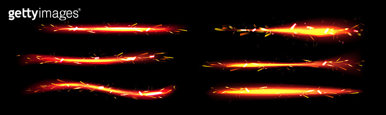 Fire lines with light sparks, cracker trail effect 이미지 (1442514221 ...