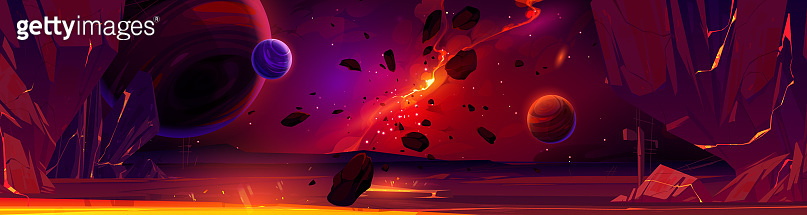 Cartoon space background with glow galaxy nebula (1437177725) 일러스트, 무료 ...