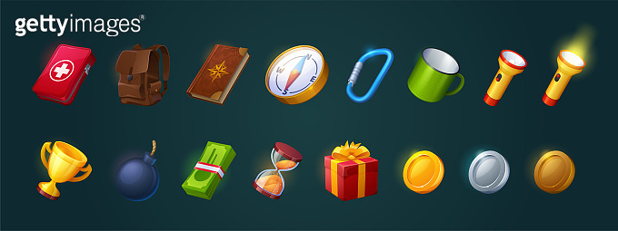 Game icons cartoon vector gui graphic elements set 이미지 (1409498612 ...