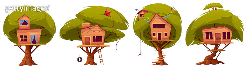 Tree house, cartoon hut for children games set (1434053907) 일러스트, 무료 ...