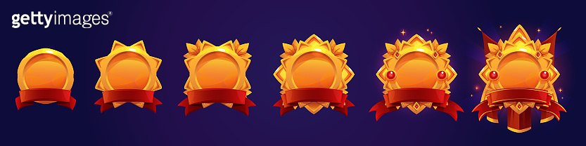 Golden game avatar frames, award badges, ui icons (1440734448) - 게티이미지뱅크