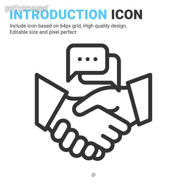Introduction icon vector with outline style isolated on white ...