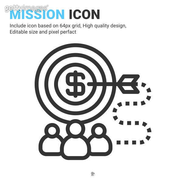 Mission icon vector with outline style isolated on white background ...